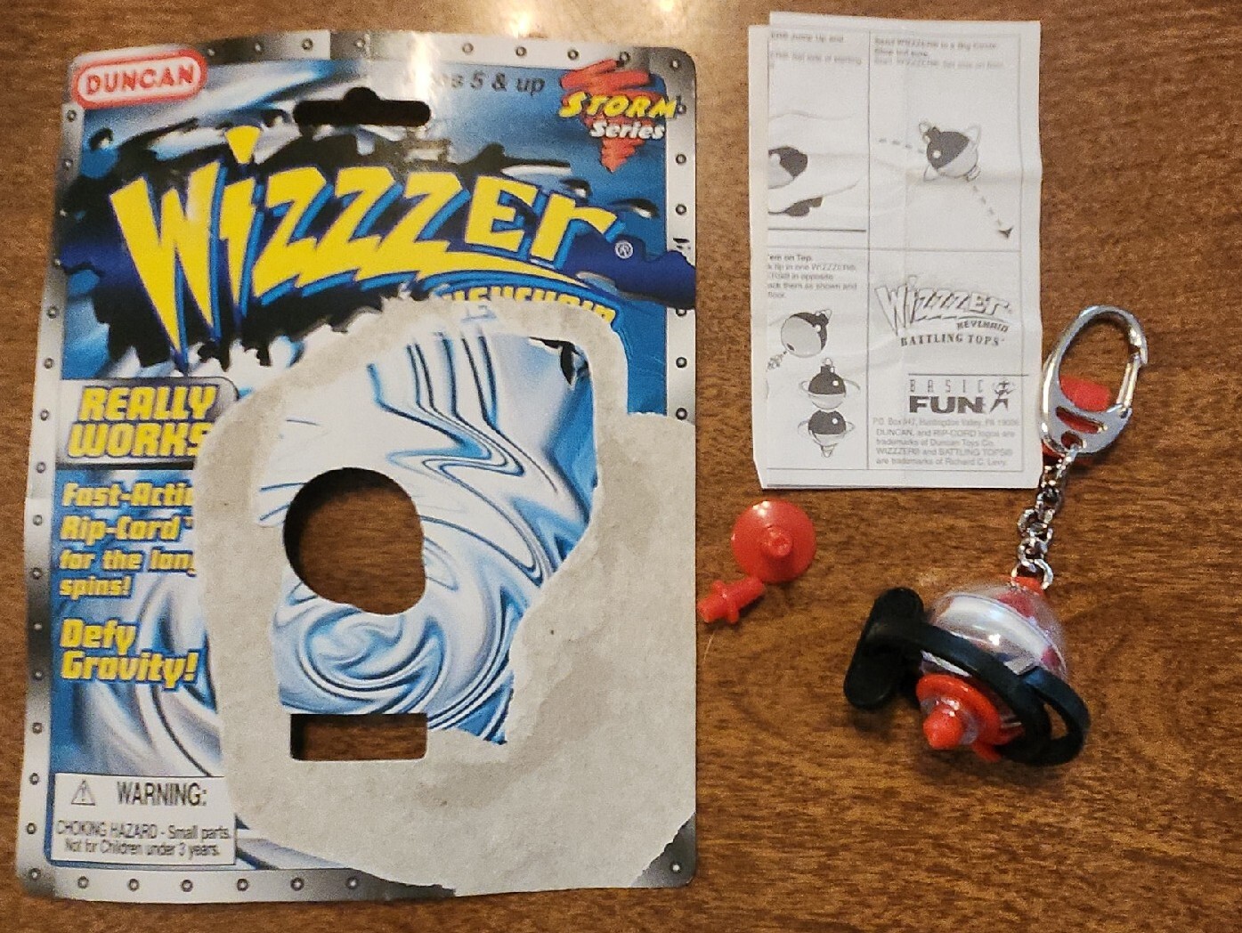 Open Pkg COMPLETE Duncan Wizzer Battling Tops Storm Series Red Keychain ...