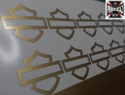 2x 100mm wide PREMIUM MATTE GOLD Harley Davidson Die Cut Tank Decals ...