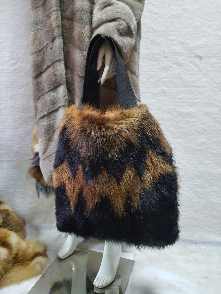 Handmade real beaver fur bag made from real bever fur with large ...