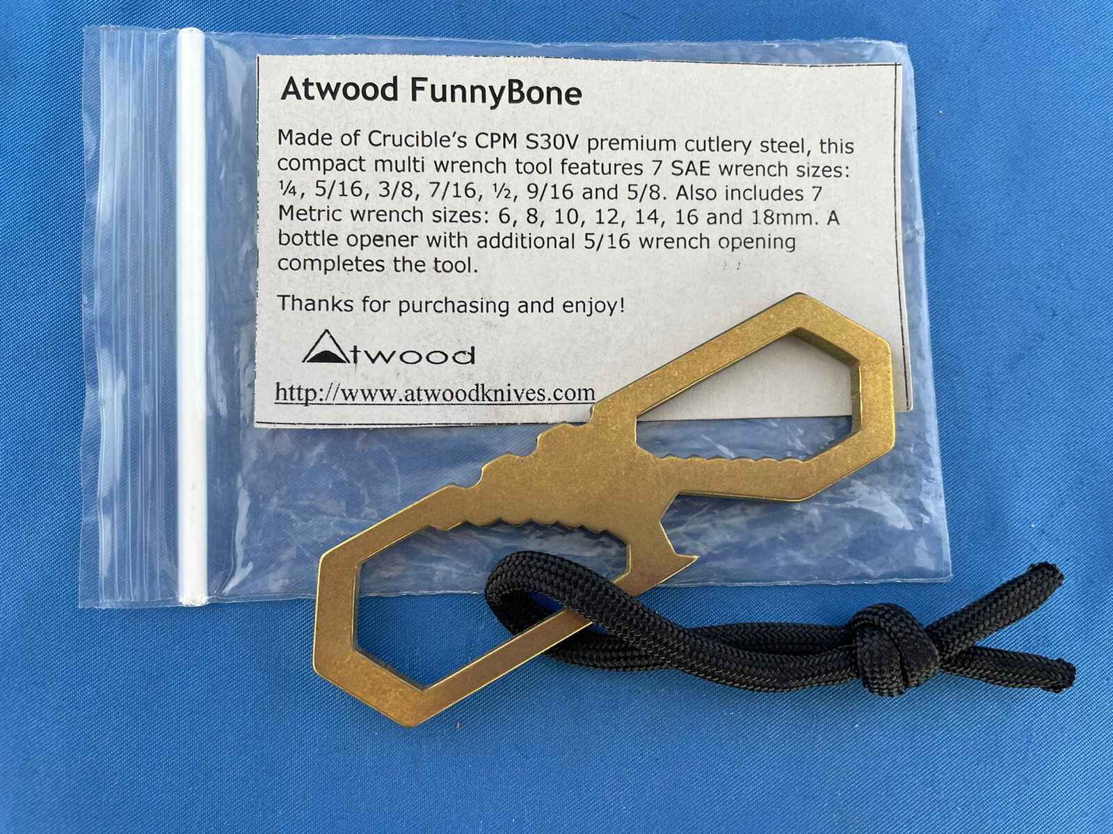 Atwood FunnyBone Wrench Tool Anodized 6AL4v Titanium * New In The Bag ...