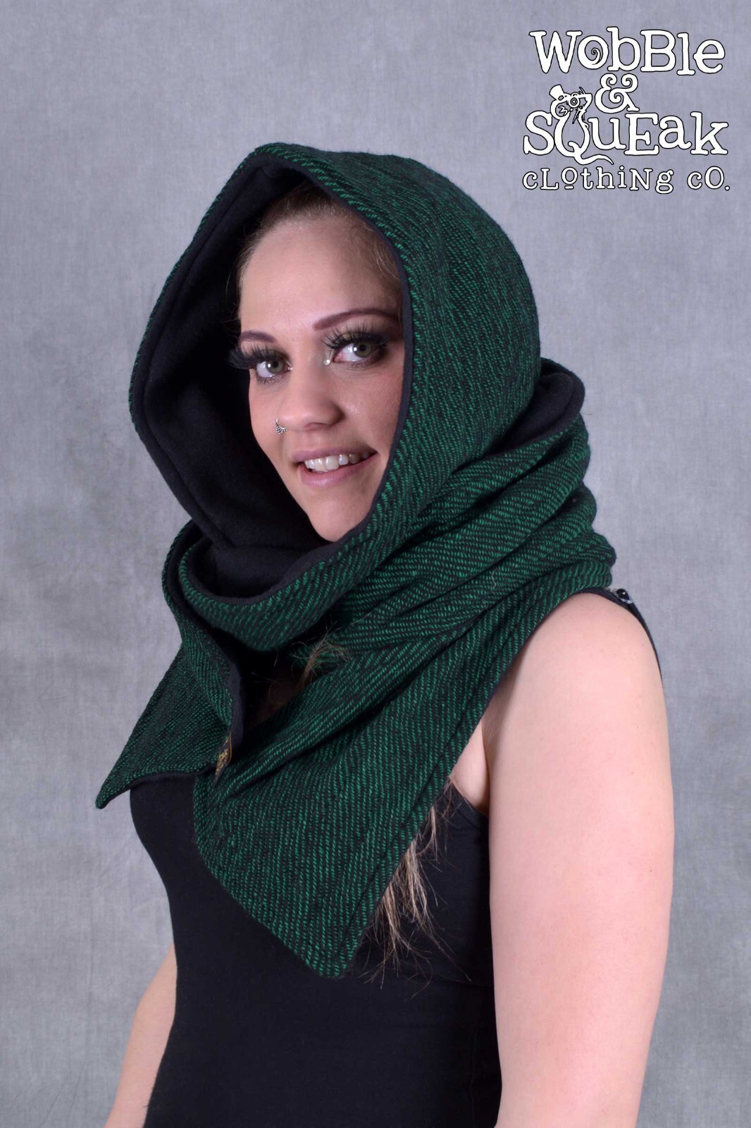 WOOLEN SNOOD HOOD Wooly Cosy Winter Scarf Warm Pixie Hippy Psytrance ...