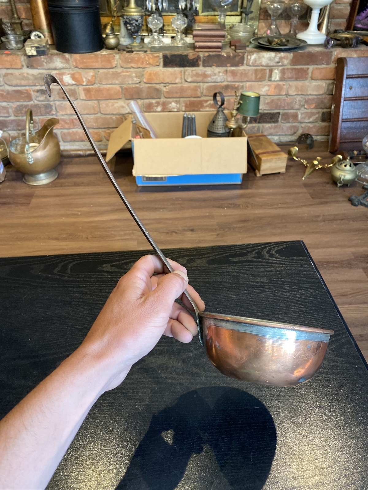 Primitive Antique Copper Ladle Dipper With Iron Handle, Hearth Cooking ...