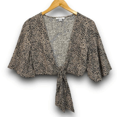NWT Womens American Eagle Tie Front Animal Print Leopard Shrug Top - Sz ...