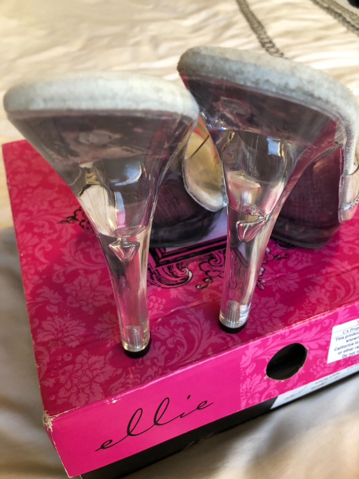 CLEAR 5" SLIP ON PAGEANT HEELS WITH RHINESTONES - 7 - Gem