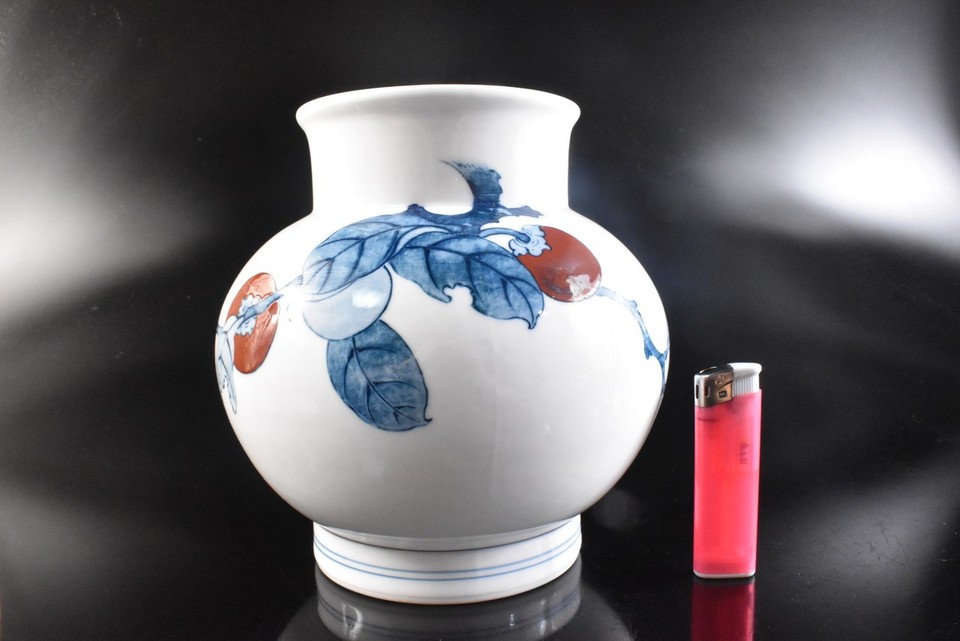 T6780: XF Japanese Arita-ware Colored porcelain FLOWER VASE Kakiemon ...