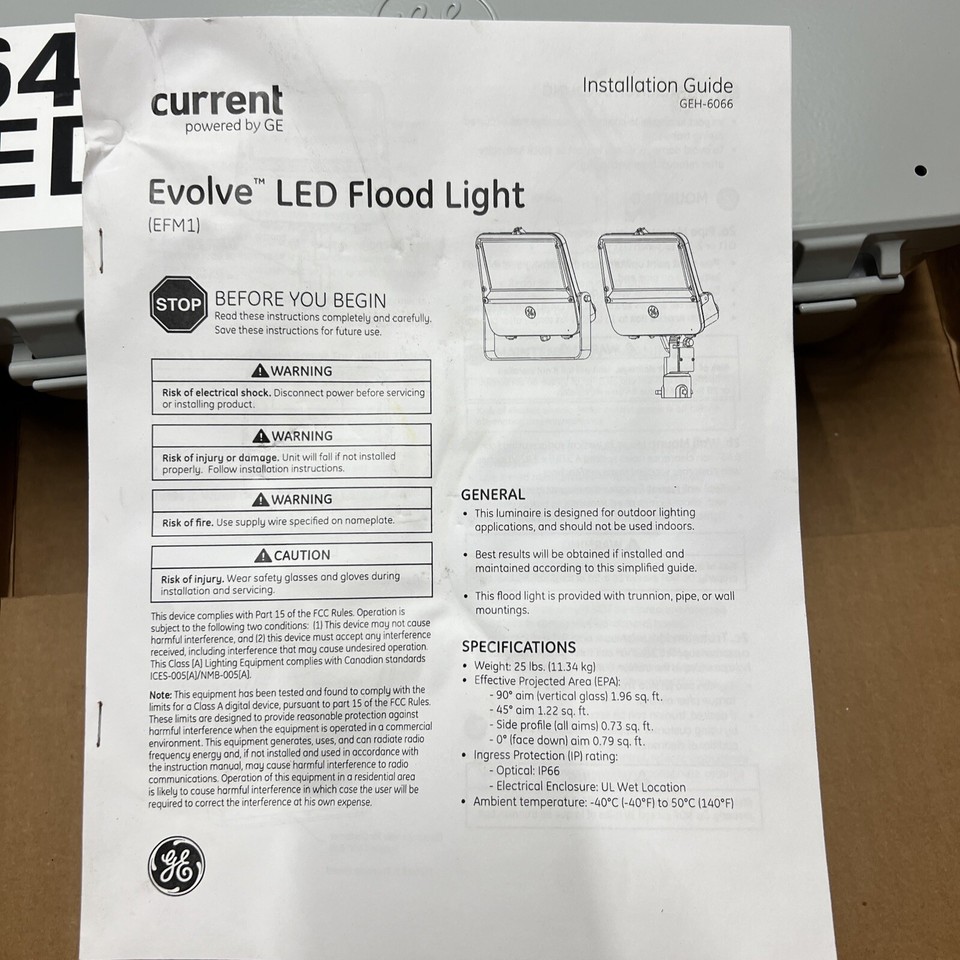 GE EVOLVE EFM1010BB76740NAS1GRAY LED Flood / Spot Light,4000K,10K Lm ...