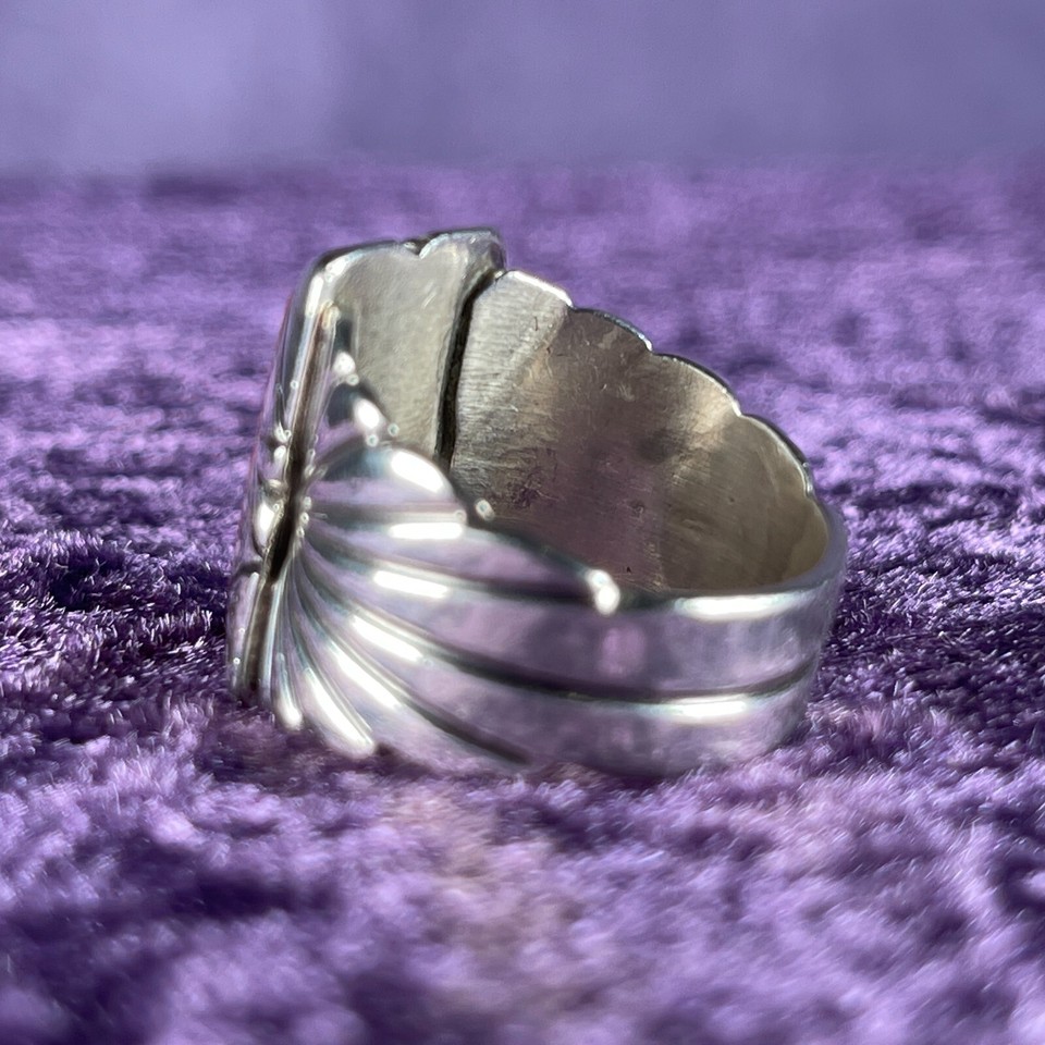 Native American Navajo Sterling Silver Ring 925 Chester Benally Coral ...