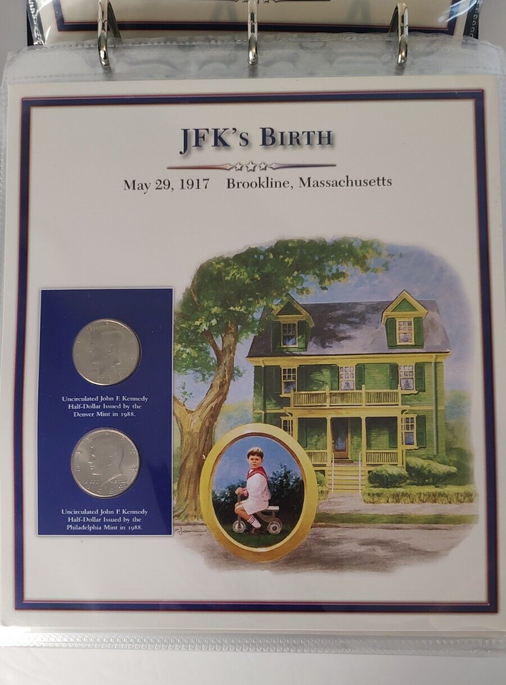 The Complete John F. Kennedy UNC US 1/2 Dollar Collection 2 binders 54 ...