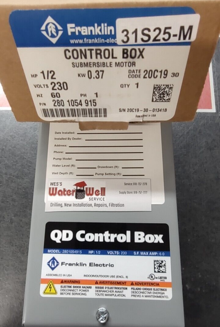 New Franklin Electric 1/2HP Control Box 230v for Water Well ...