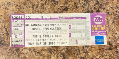 BRUCE SPRINGSTEEN & E STREET BAND 3/30/2000 Ticket Stub Pepsi Center ...
