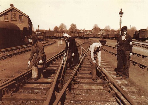 Historic Railway Photo Postcard WW2 Women Maintaining the Track in ...