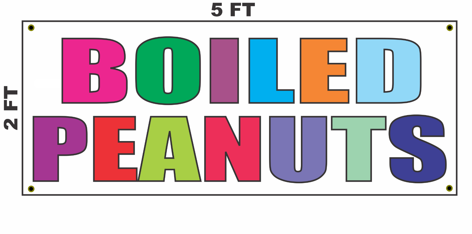 BOILED PEANUTS Multi-colored Banner Sign 2x5 for convenience Store Gas ...