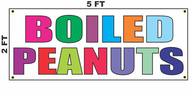 BOILED PEANUTS Multi-colored Banner Sign 2x5 for convenience Store Gas ...