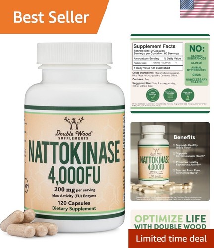 Double Wood Nattokinase 4,000 FU: Vegan Cardiovascular Support, 120 ...