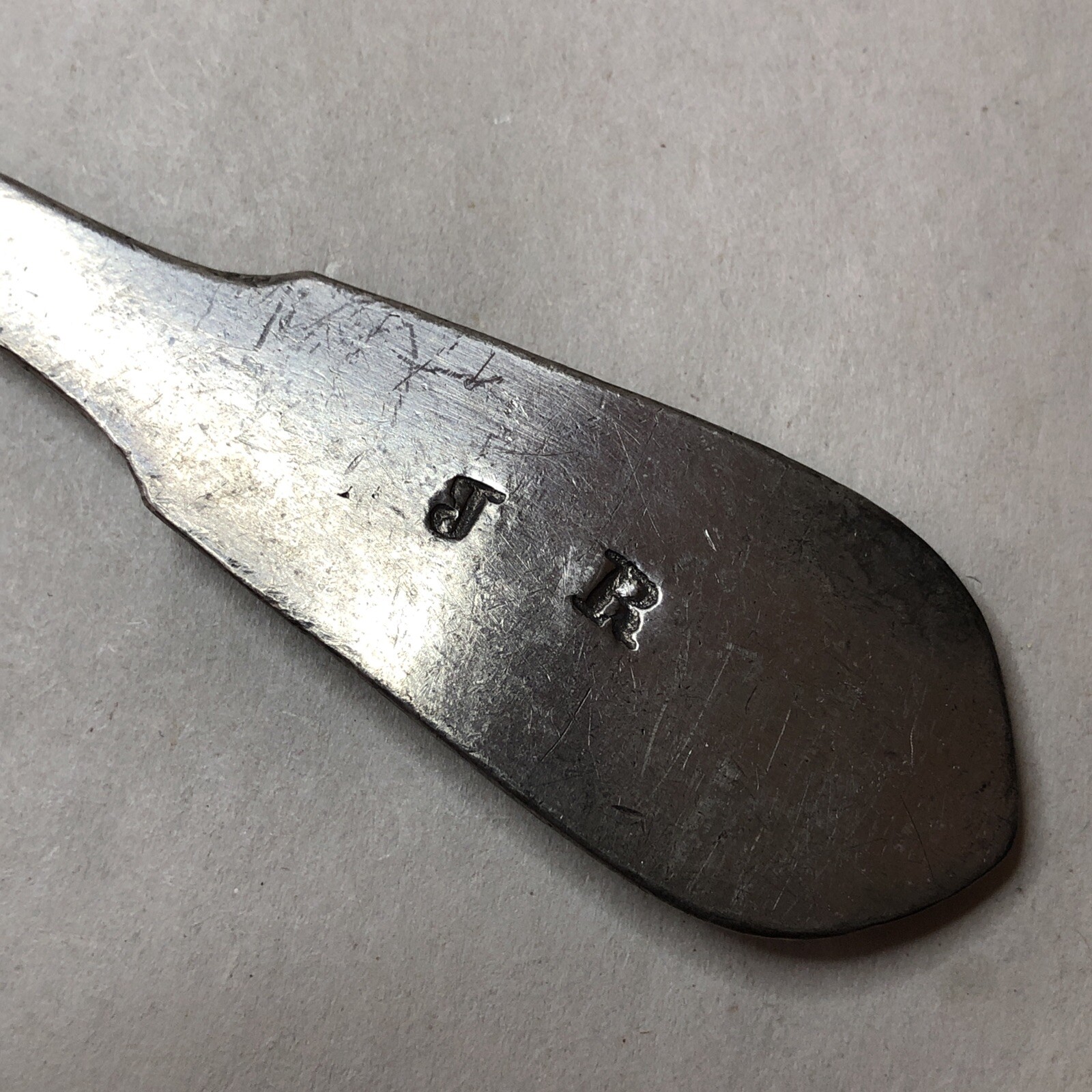 Large Rare Antique 18th Century Solid Pewter Signed JR. Spoon 1700's 8. ...