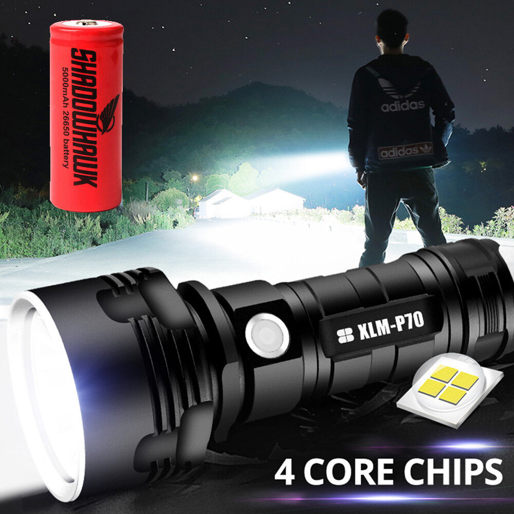 90000LM Super-Power USB Flashlight ShadowhawkP70 Tactical torch 5000mAh ...