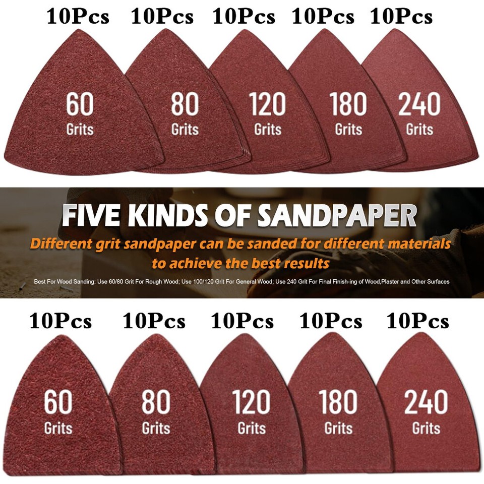 104Pcs Oscillating Tool Detail Sanding Pads Kit 2Pcs Triangle Sanding ...