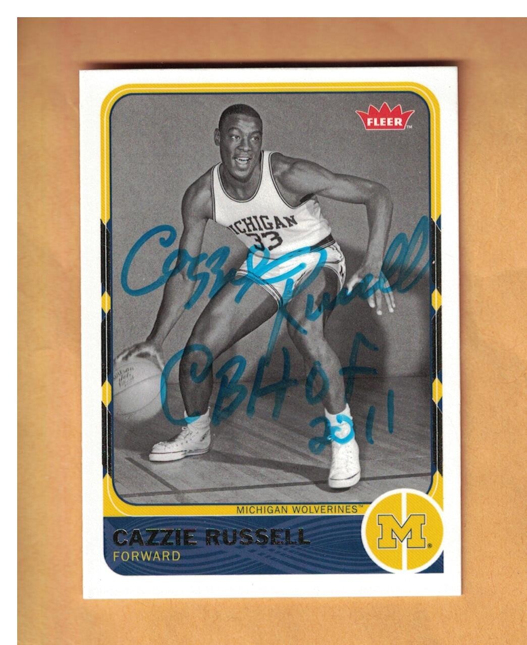 Cazzie russell AUTOGRAPHED 2011-12 FLEER RETRO MICHIGAN WOLVERINES CARD ...