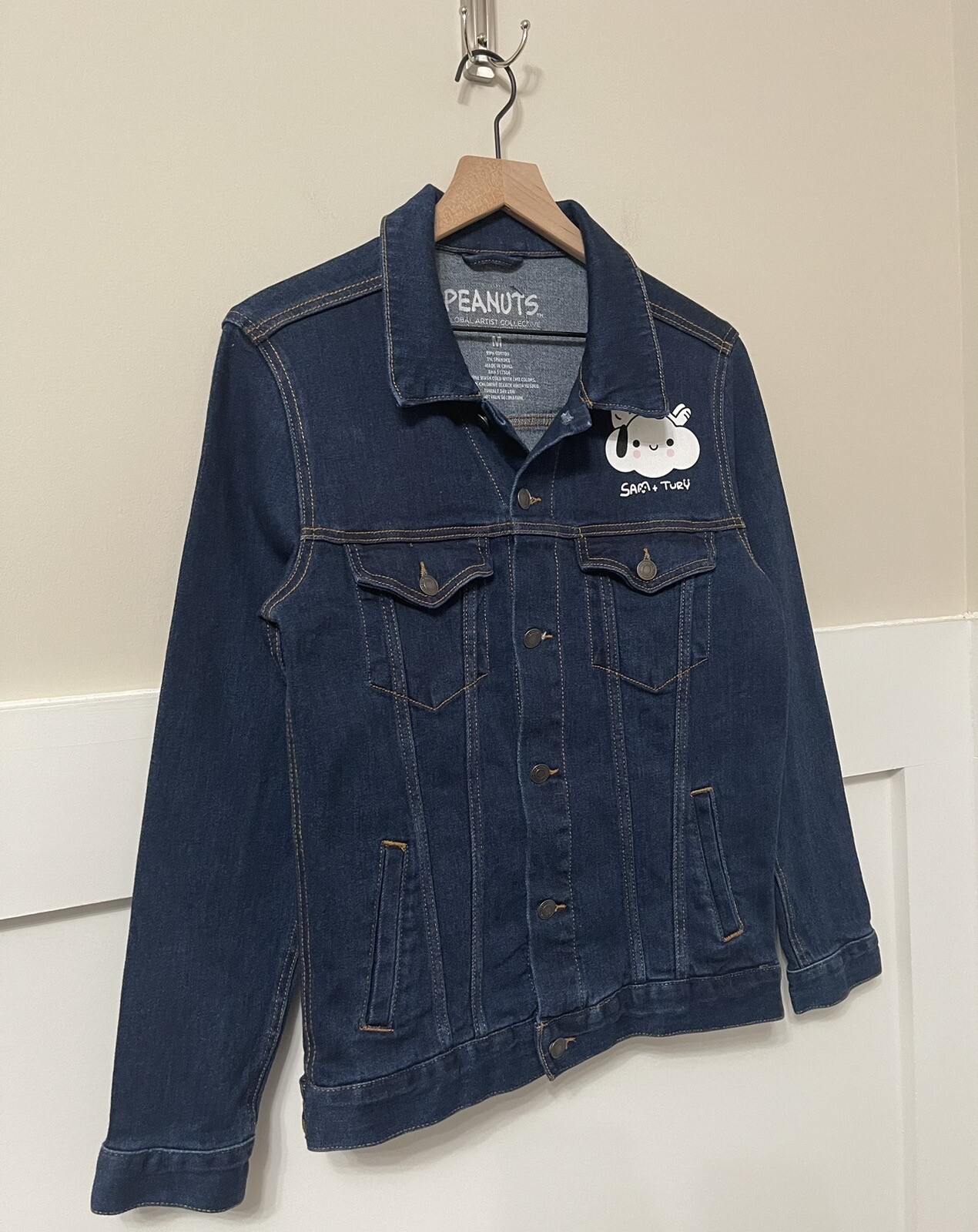 Peanuts Snoopy Sam & Tury Denim Jean Jacket Size Medi… - Gem