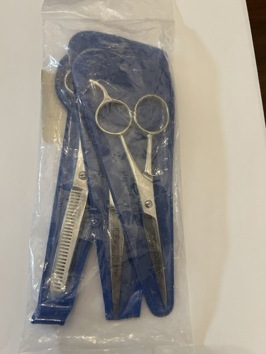 NEW 3pc ICE TEMPERED SET of 2- Barber Hair Cutting Scissors & 1 ...