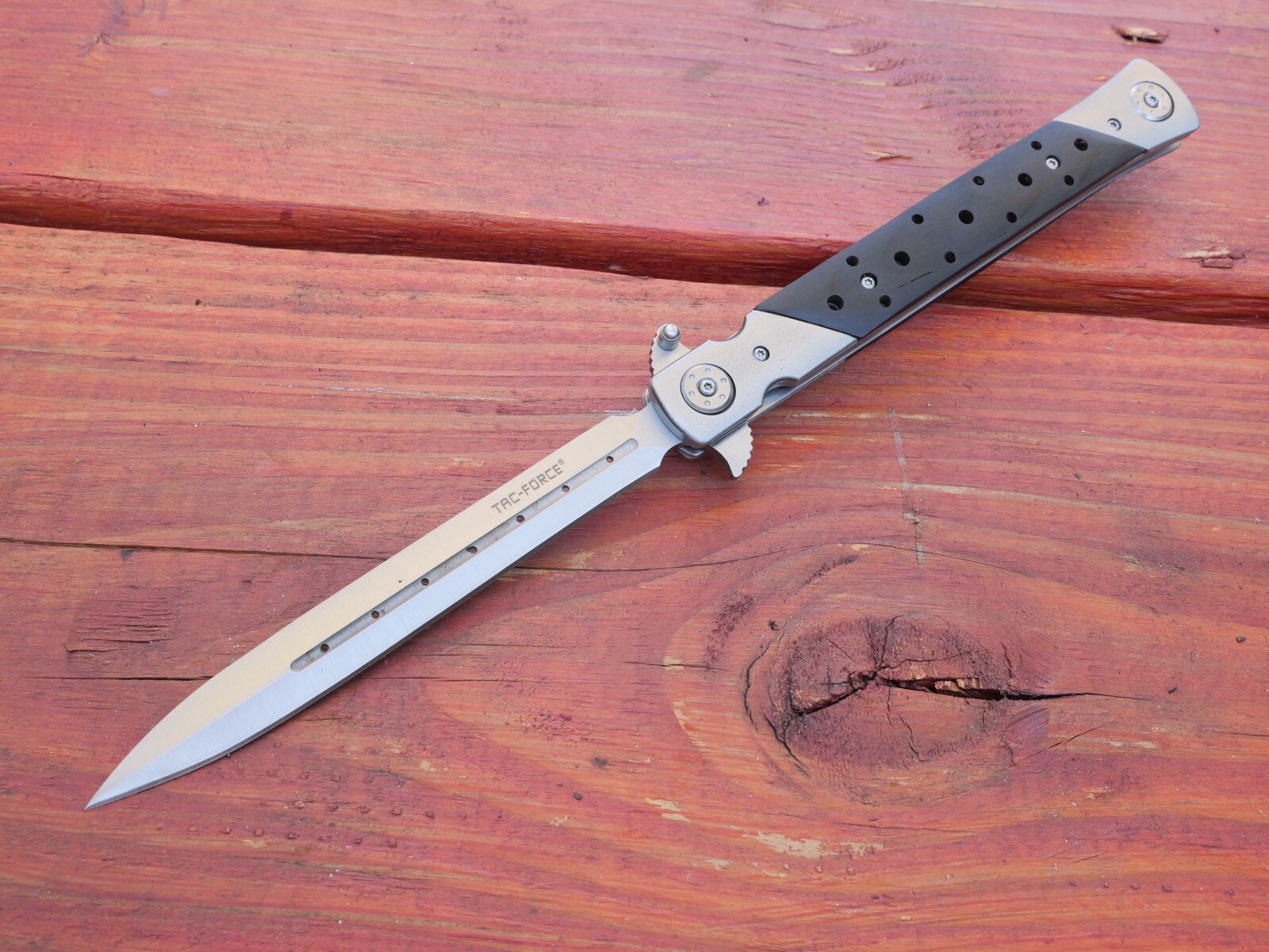 Pocket Knife Long XL 13” Vintage Italian Design Chrome Wood Handle ...