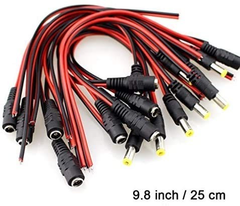 HiLetgo 20pcs DC Pigtail Adapter Power Connectors Cables Male & Female ...
