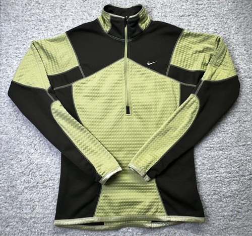 Nike Fit-Therma 1/2 Zip Pull Over Top Medium Thumb Holes Green Brown ...