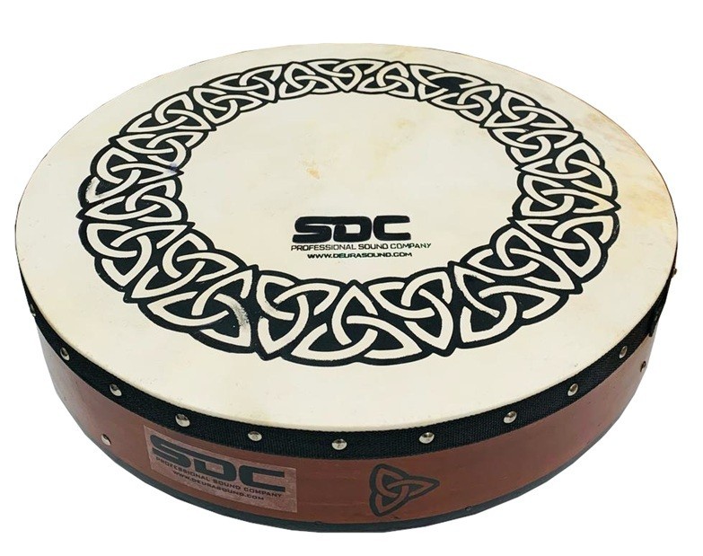 ROSEWOOD Celtic Circle Design BODHRAN DRUM Irish 18" Bag and tippers ...