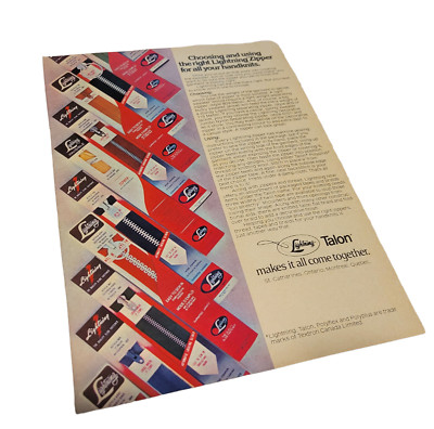 Vtg 70's Ad Talon Lightning Zippers Craft Sewing Supplies Handknits ...