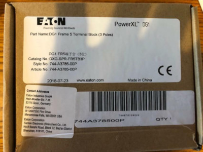 EATON DG1 VF DRIVE FRAME 5 TERMINAL BLOCK 3 POLES, P/N DG1-SPR-FR5TB3P ...