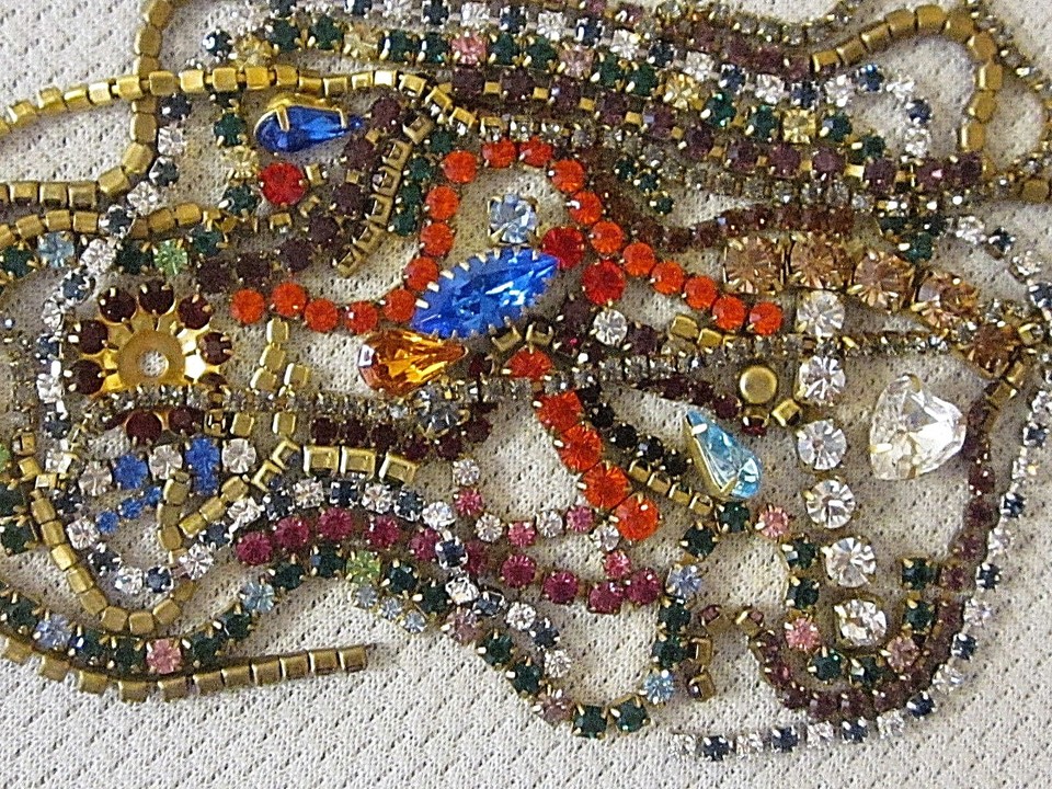 100% SWAROVSKI RHINESTONE CHAIN ROPE STRIPS SETTINGS LOT VTG FIX ...