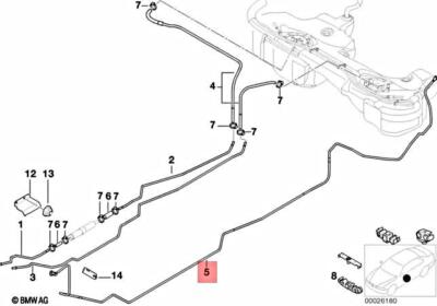 Genuine BMW E46 Cabrio Fuel Pipe/Mounting Scavenge Air Line OEM ...