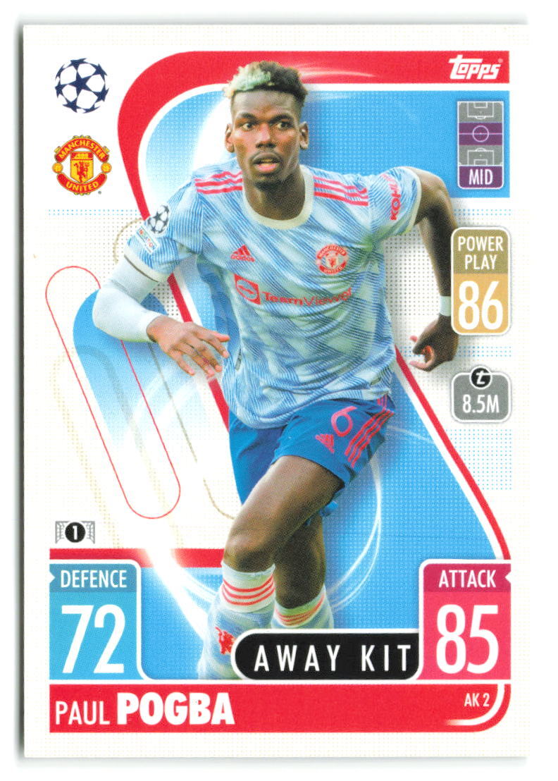 2021-22 Topps Match Attax Away Kits Paul Pogba #AK2 Manchester United ...