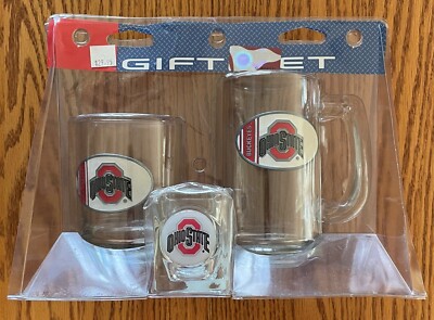 NCAA Ohio State Buckeyes Glasses 3 Piece Set Square Shot Rocks Beer ...