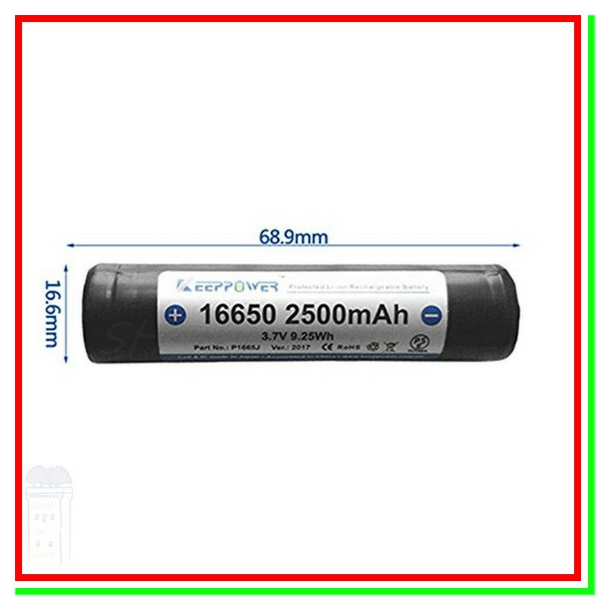 2 Batterie Pile Ricaricabili Litio 16650 2500mAh Pin Button Top PCB ...