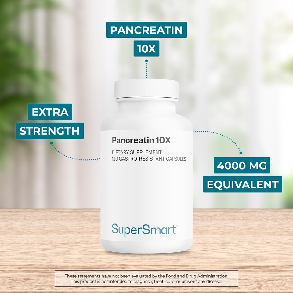 SuperSmart - Pancreatin 10X Extra Strength - Pancreatin Digestive ...