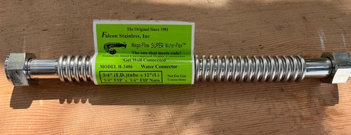 Falcon Stainless Flex Water Connector 3/4” x 12” FIP Mega-Flow H-3406 ...