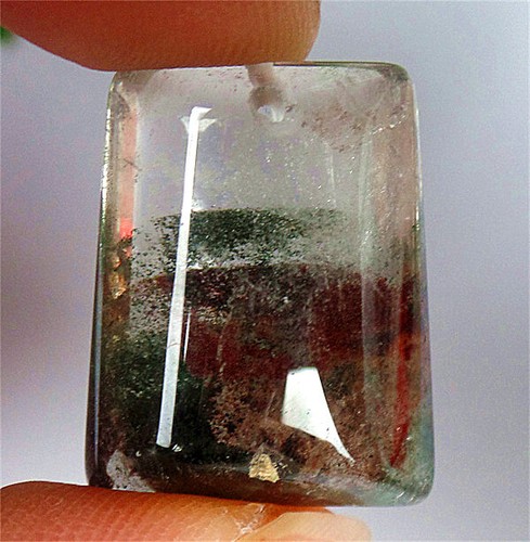 23x18x10mm Natural Red Green Ghost Crystal Quartz Trapezoid Pendant ...