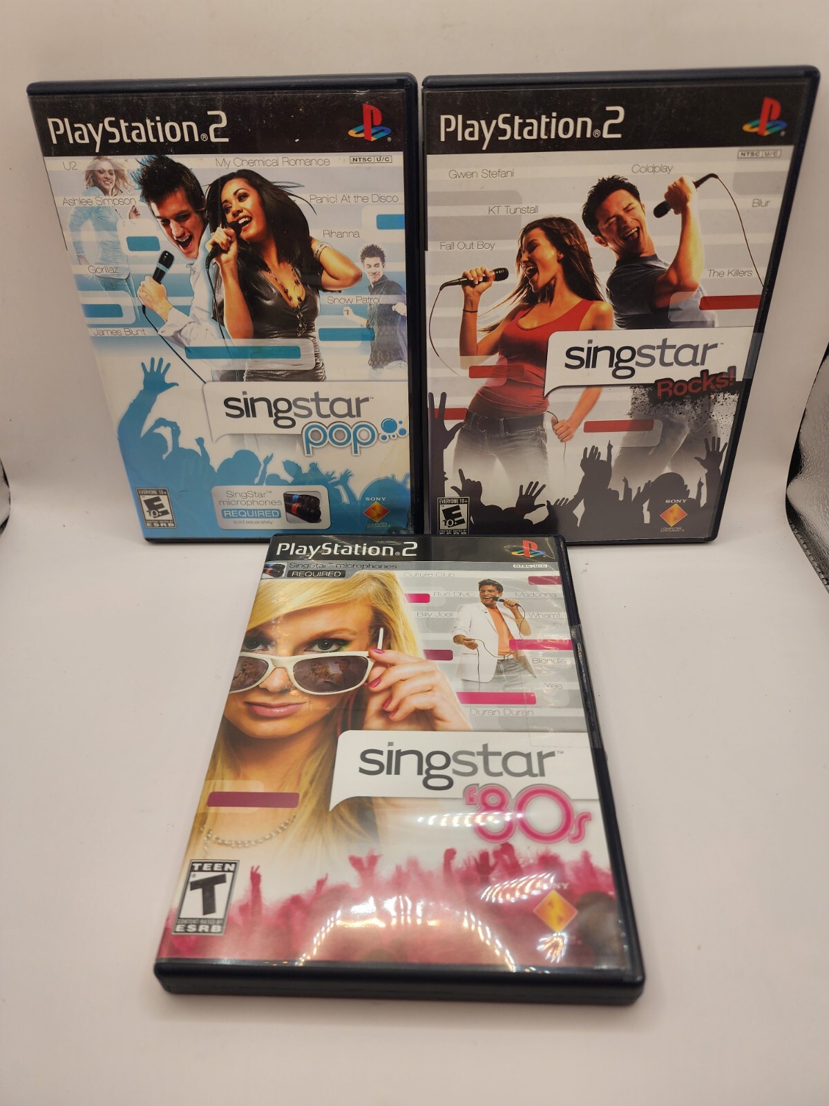 Lot of 3 Singstar Games- Rocks, 80's and Pop (PlayStation 2, PS2 ...