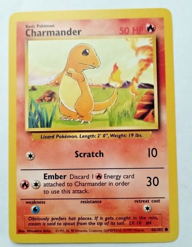 Pokémon TCG Charmander Base Set 46/102 Regular Unlimited Common ...