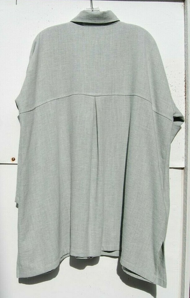 NWT Eskandar CLOUD Linen Mix 30" Long Inverted Back Pleat Jacket Top w ...