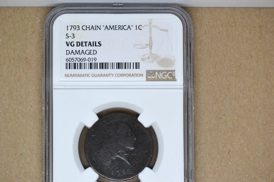 1793 Chain Cent- "America"- NGC VG Details. Damaged. Awesome coin!! | eBay