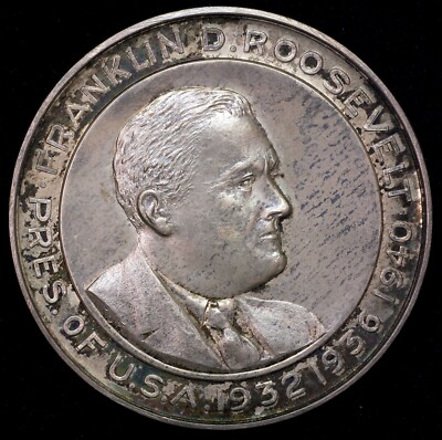 1941 Franklin D. Roosevelt 3rd Term Inaugural Correct Date Medal Silver ...