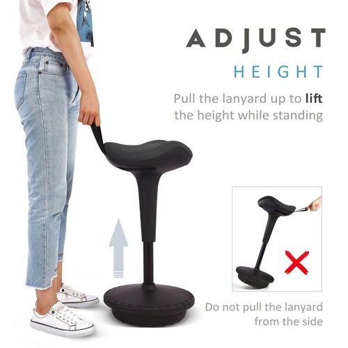Bar Stool, Adjustable Height 360° Swivel Office Stool, Ergonomic Wobble ...