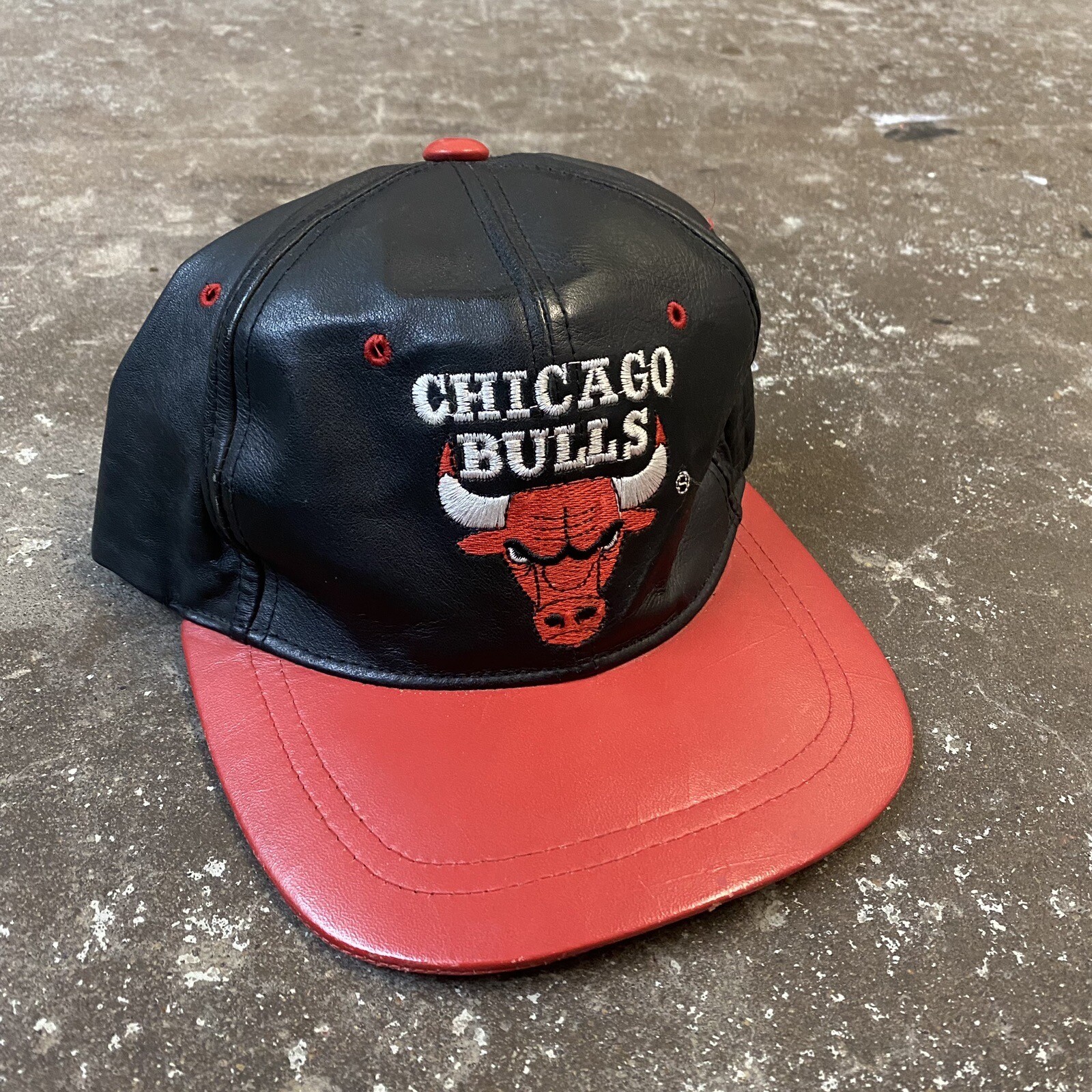 Vintage Chicago Bulls Leather Hat NBA Leathers by Universal 90s ...