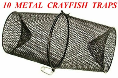 10 METAL CRAYFISH TRAPS LIVE BAIT EEL SHRIMP PRAWN FISH CRAB DROP CAGE ...
