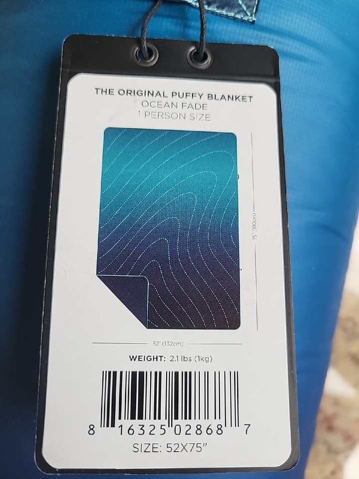 New Rumple Ocean Fade The Original Puffy Blanket Blue Camping 52x75 ...