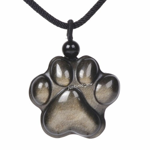 Natural Golden Obsidian Gemstone Hand Carved Paw Print Chakra Pendant ...