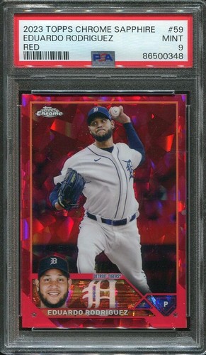 2023 Topps Chrome Sapphire Red Eduardo Rodriguez 4/5 #59 Detroit Tigers ...