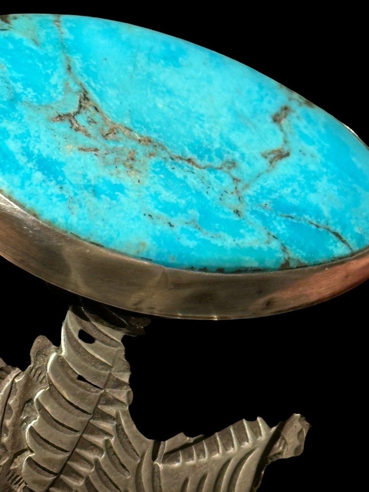 Vtg AC Albert Cleveland Sterling Turquoise Cuff Bracelet 134 gm Applied ...